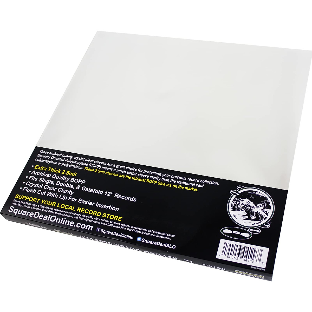 (100) 12" LP Record Outer Sleeves Premium 2.5mil Thick Archival Quality, Super Clear - 12SB025