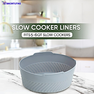 Silicone Slow Cooker Liners For 5QT - 6QT - 7QT(small) Oval Crock Pot, Fits When The Lid Is Closed, Silicone Reusable Crock Pot, BPA Free Food Safe & Dishwasher Safe, Being Scratched.