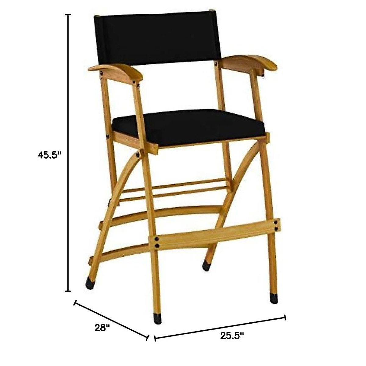 Hollywood Chairs Bamboo Wood Foldable Director's Chair, 32" Tall Folding Chair, Black