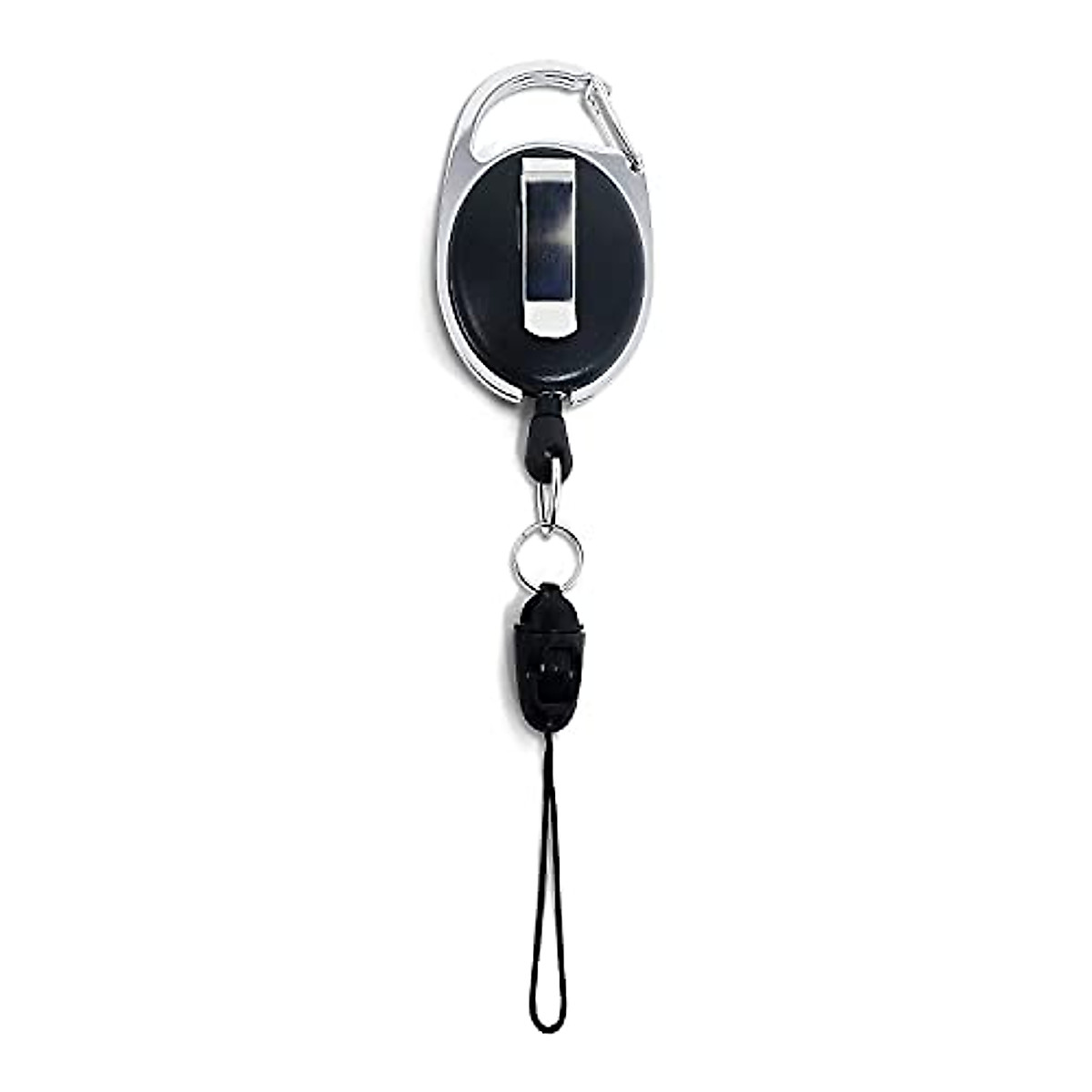 Phone Assured Phone Tether - 31" Safety Anti Theft Retractable Phone Clip - Anti-Drop Travel Clip - Black Smartphone Clip for Pants or Purse - Universal Connection Fits Any Smartphone Case (1 Pack)