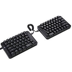 Koolertron Programmable Split Mechanical Keyboard, All 89 Keys Programmable Ergonomic Keypad with OEM Gateron Black Switch, 8 Macro Keys - [SMKD62] Black (OEM Switch White Backlit)