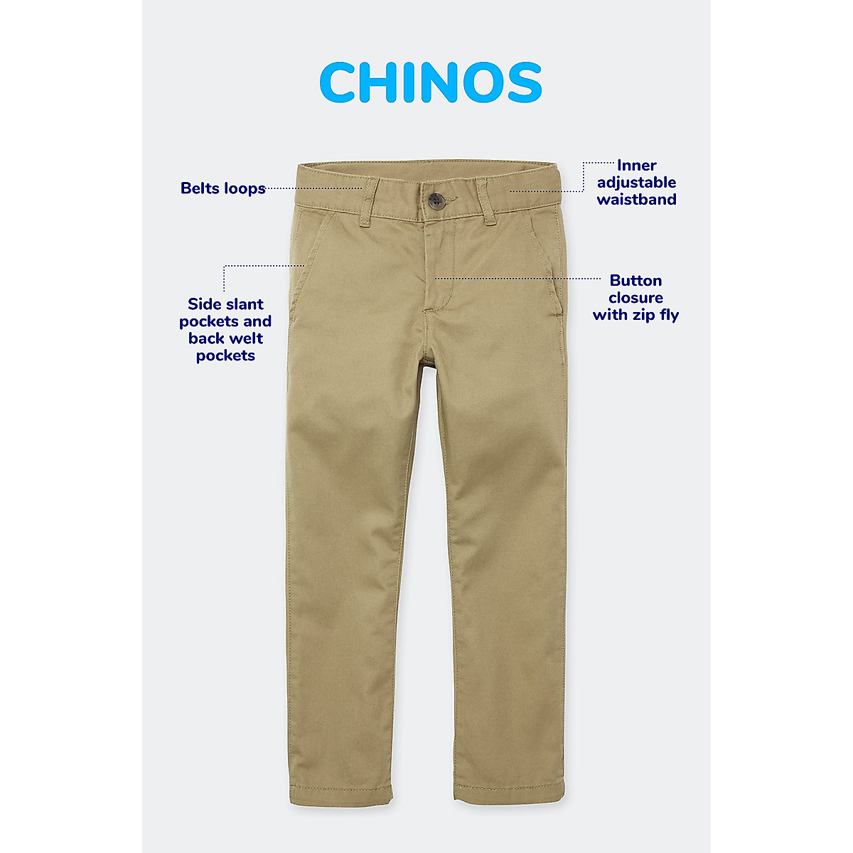 The Children's Place Boys Stretch Skinny Chino Pants,Flax Single,10