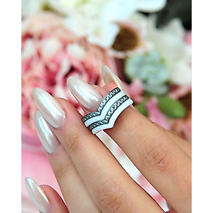 Rinfit Silicone Rings for Women - Rubber Wedding Bands Womens - Stackable Silicone Rings Couture - Patented Design - 3 White & 2 Silver, Size 5