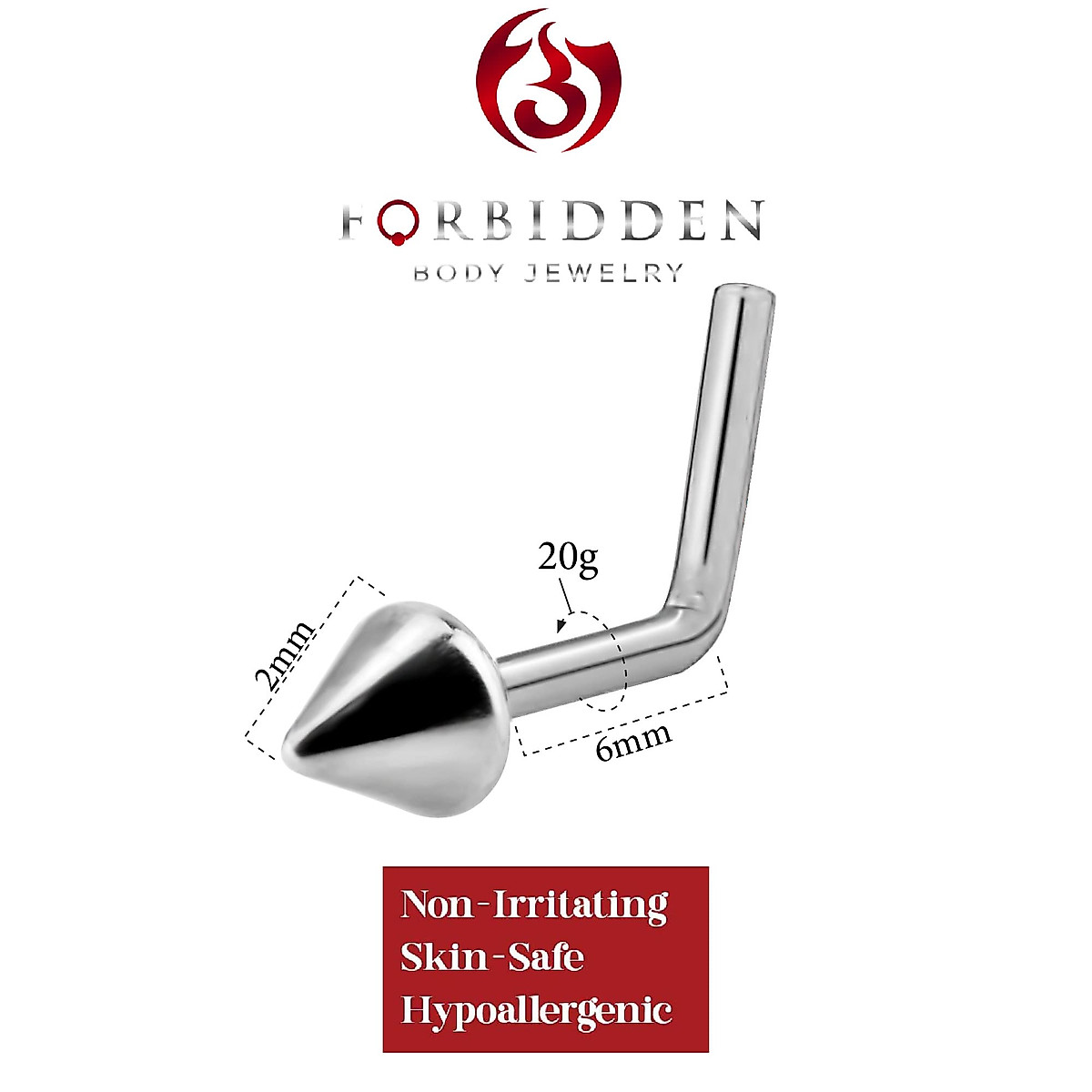 Forbidden Body Jewelry 20g Titanium Spike Top L-Shape Nose Stud