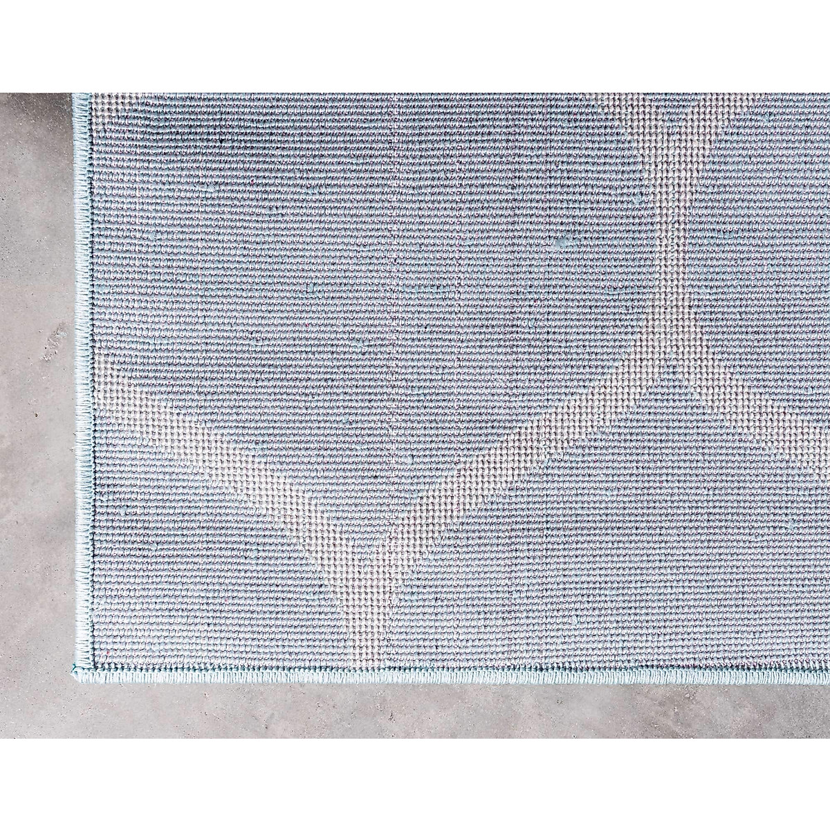 Unique Loom Trellis Frieze Collection Area Rug - Rounded (5' 1" x 8', Light Blue/ Ivory)