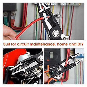 ValueMax 6-in-1 Wire Stripper, 8.5" Wire Stripper and Crimping Tool, CR-V Multifunctional Professional Wire Stripper Cutter for Electric Cable