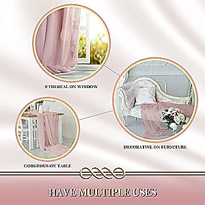 NETANY 4PCS Dusty Rose Chiffon Table Runner 29x120 Inches, Romantic Dusty Pink Sheer Fabric for Wedding Decorations, Baby Shower and Birthday Party Cake Table Decorations