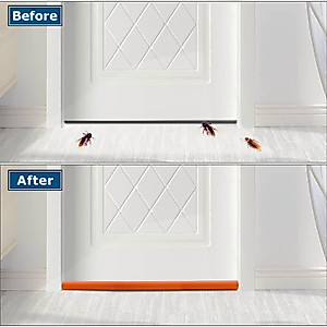 2PCS Under Door Draft Stopper,Twin Door Draft Blocker Weather Stripping Noise Cold Air Blocker Window,Washable,Dust Proof,Removable,Adjustable Door Sweeps 38"(Orange)
