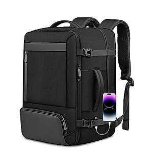 50L Large Travel Backpack for Men, Extra Large Carry On Backpack Airline Approved, Expandable Mens Backpacks Suitcase Luggage Backpack for Travel, 17 Inch Laptop Backpack Gifts for Men/Women, Black