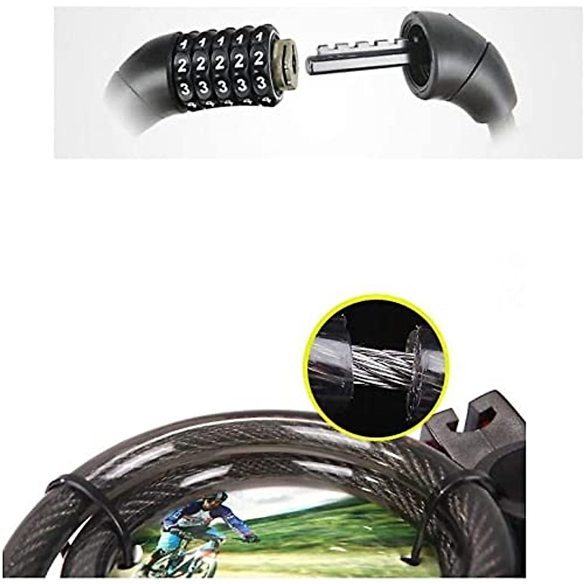 VIGAT High Security 5-Digit Combination Lock for Bicycle Lock, Anti-Theft Mountain Bike Bicycle Lock, Black