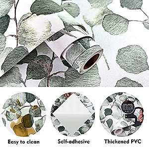 Nukofal Leaf Wallpaper Peel and Stick Wallpaper Floral Contact Paper 17.7 inch x 118.1 inch Eucalyptus Wallpaper Floral Wallpaper for Bathroom Floral Peel and Stick Vinyl Wallpaper Removable Wallpaper