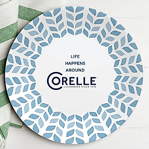 Corelle Global Collection Vitrelle 6-Piece Dinner Plate Set, Triple Layer Recycled Glass, Lightweight Eco-Friendly Round 10-1/4-Inch Plates Set, Northern Pines