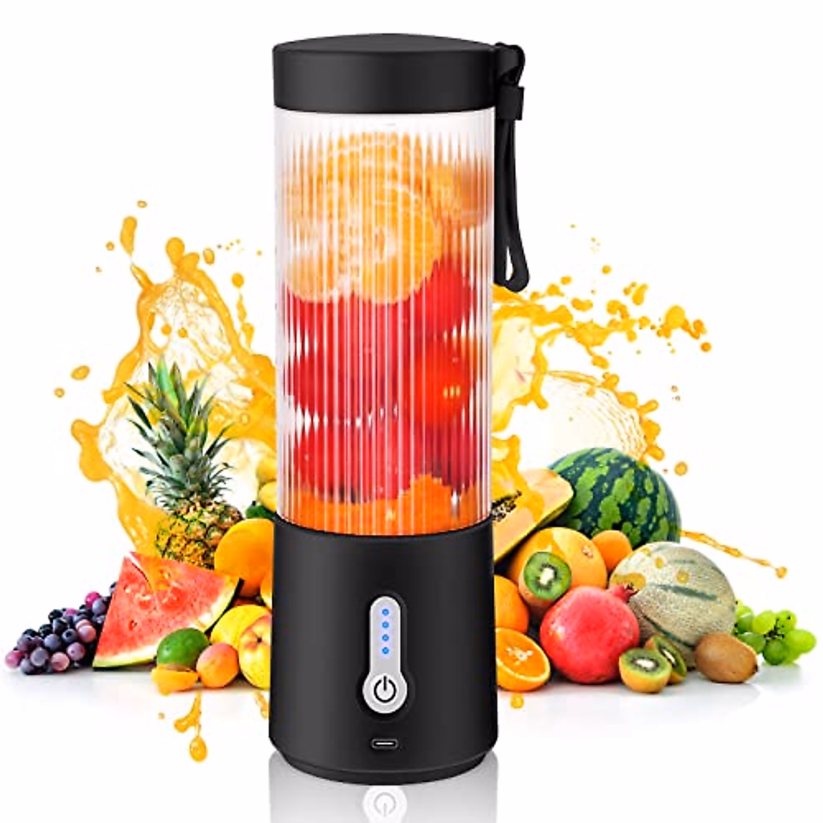 Portable Personal Size Blender - 15.2Oz USB Rechargeable 4000mAh Mini Blender | 6 Blades For Shakes and Smoothies Juicer with BPA-Free Plastic Cup | Portable Mixer For Sport Outdoor Travel Blender