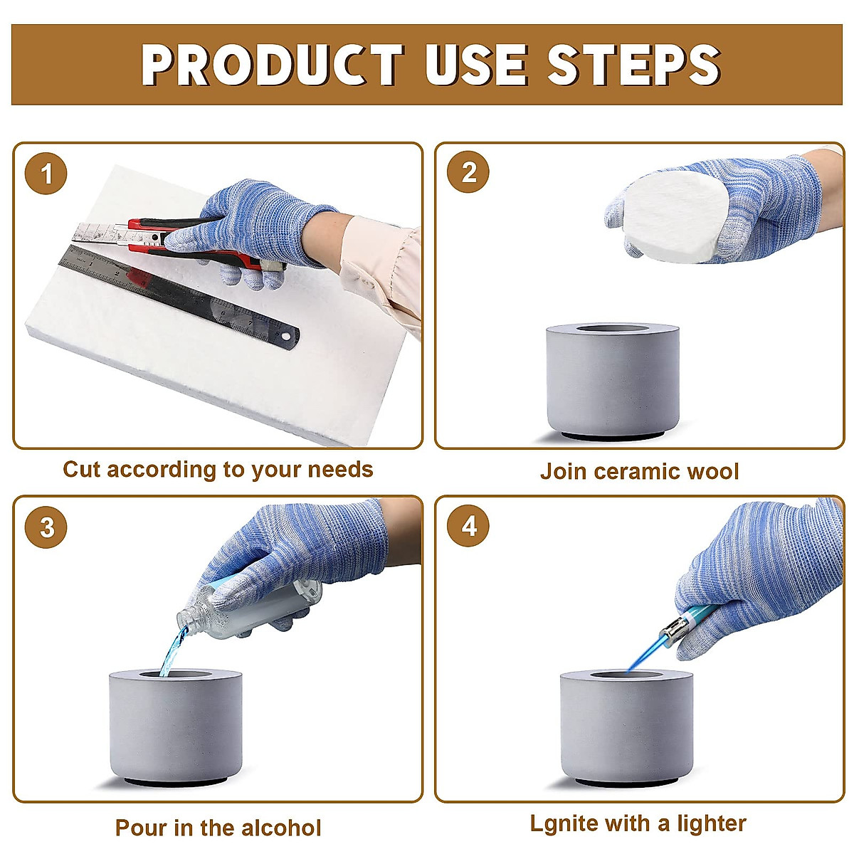 4 Pcs Ceramic Wool Wick Sponge for Extend Fire Life, Ceramic Wool Wick Sponge for Tabletop Fire Pit Bowl, Ceramic Fiber Insulation for Ethanol Tabletop Fires, 12 x 8 x 1 Inches