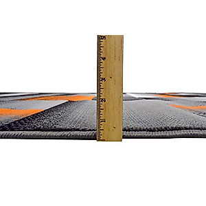 Handcraft Rugs Orange/Black/Gray Abstract Geometric Modern Squares Pattern Area Rug 5 ft. by 7 ft.