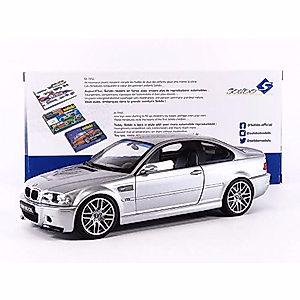 Solido S1806503 1:18 2003 BMW E46 CSL Coupe-Silver Grey Collectible Miniature car