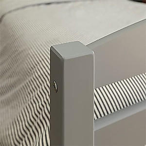 Walker Edison Della Classic Solid Wood Twin over Twin Bunk Bed, Twin over Twin, Grey