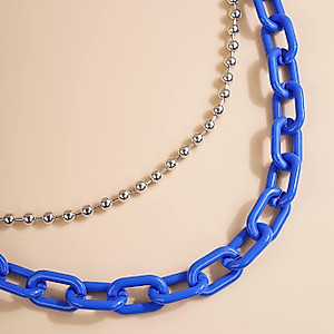 YERTTER Cute Color Acrylic Layered Jeans Pants Chains Hip Hop Trousers Chain Colorful Acrylic Gothic Rock Jean Pant Chain Waist Link Chain for Women Men Egirls (Blue)