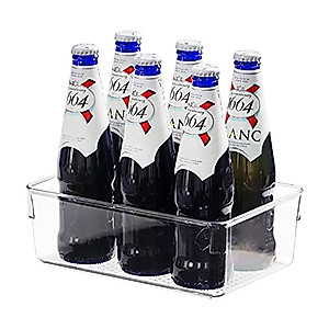 Ettori Clear Plastic Storage Bins 2 Pack Bin Storage Organizer for Refrigerator, Cabinet,Food Pantry,Kitchen and Bathroom Organization