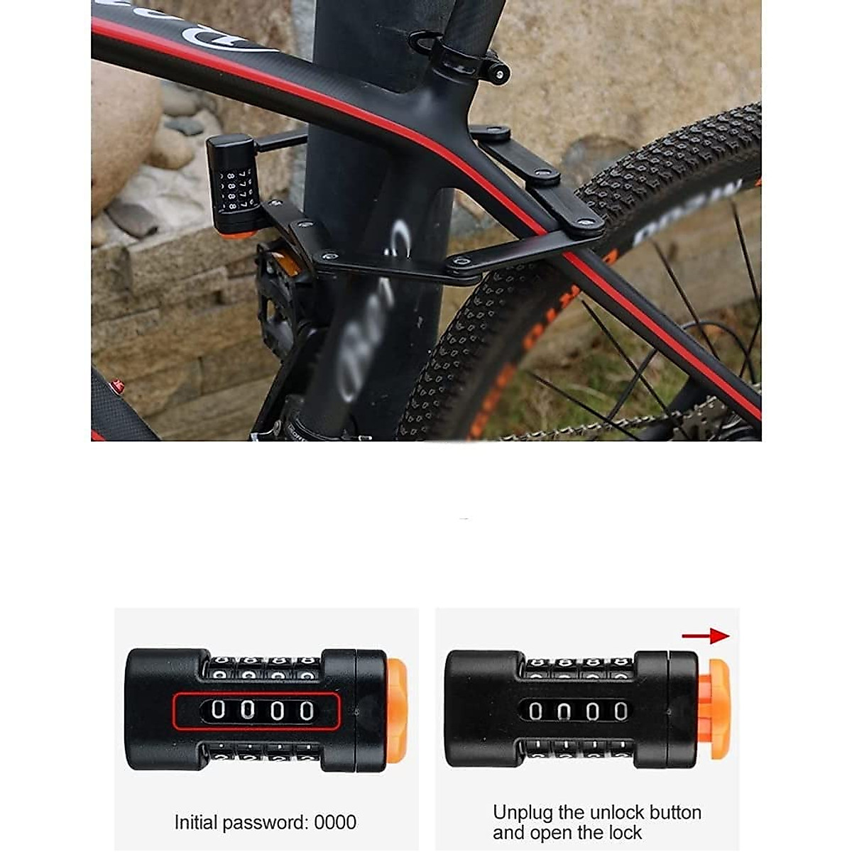 XIXIDIAN Folding Bike Lock - Hardened Steel Fold-Up Heavy Duty Bike Lock with Easy Mounting, Secure Lock and Anti-Scratch Coating - Bicycle Lock