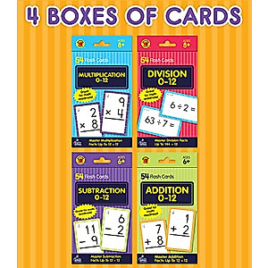 Carson Dellosa 4-Pack Math Flash Cards for Kids Ages 4-8, 211 Addition and Subtraction Flash Cards and Multiplication and Division Flash Cards for Kindergarten, 1st, 2nd, 3rd, 4th, 5th & 6th Grade