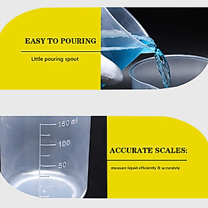 YXQ 150ml Plastic Beakers- 6Pack Graduated Measuring Cup Labs Liquid Transparent Container