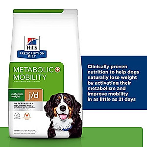 Hill's Prescription Diet Metabolic + Mobility, Weight + j/d Joint Care Chicken Flavor Dry Dog Food, Veterinary Diet, 24 lb. Bag