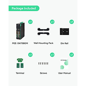 LINOVISION Industrial 8-Port Full Gigabit Managed POE Switch with 2 SFP Uplinks, L2 Management, RS485 Serial Port, 4 BT 90W PoE Ports, Total PoE Budget 360W, Q-PoE and P-PoE Without Interruption