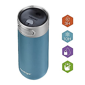 Contigo Luxe Autoseal Travel Mug, Stainless Steel Thermal Mug, Vacuum Flask, Leakproof Tumbler, dishwasher safe, Coffee Mug with BPA Free Easy-Clean Lid, Cornflower, 360 ml