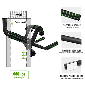 KAKICLAY 2024 Upgrade Multi-Grip Pull Up Bar with Smart Larger Hooks Technology - USA Original Patent, Designed, Shipped, Warranty