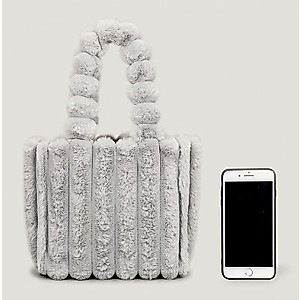 Women's Tote Handbag Fleece Shoulder Bag Hobo Tote Bag Faux Fur Retro Casual Clutch Cute Purse