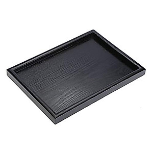 Black Rectangle Tea Tray, Solid Wood Tea Coffee Snack Food Meals Serving Tray Plate Restaurant Trays Optional Type(30*20*2cm)