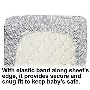 Bassinet Fitted Sheets 4 Pack for Baby Boy and Girl, Stretchy Soft Knitted Sheet Universal for Hourglass Oval and Rectangle Bassinet Mattress, Unisex Stripe Star Cloud and Arrow Printing