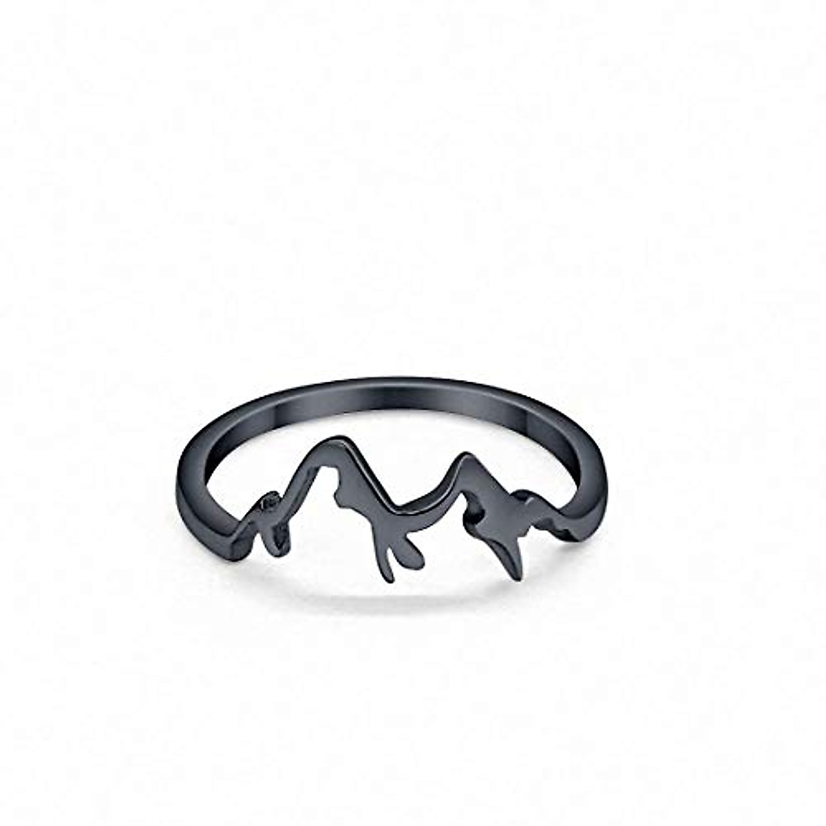 Mountain Band Ring Black Tone 925 Sterling Silver, Size-7