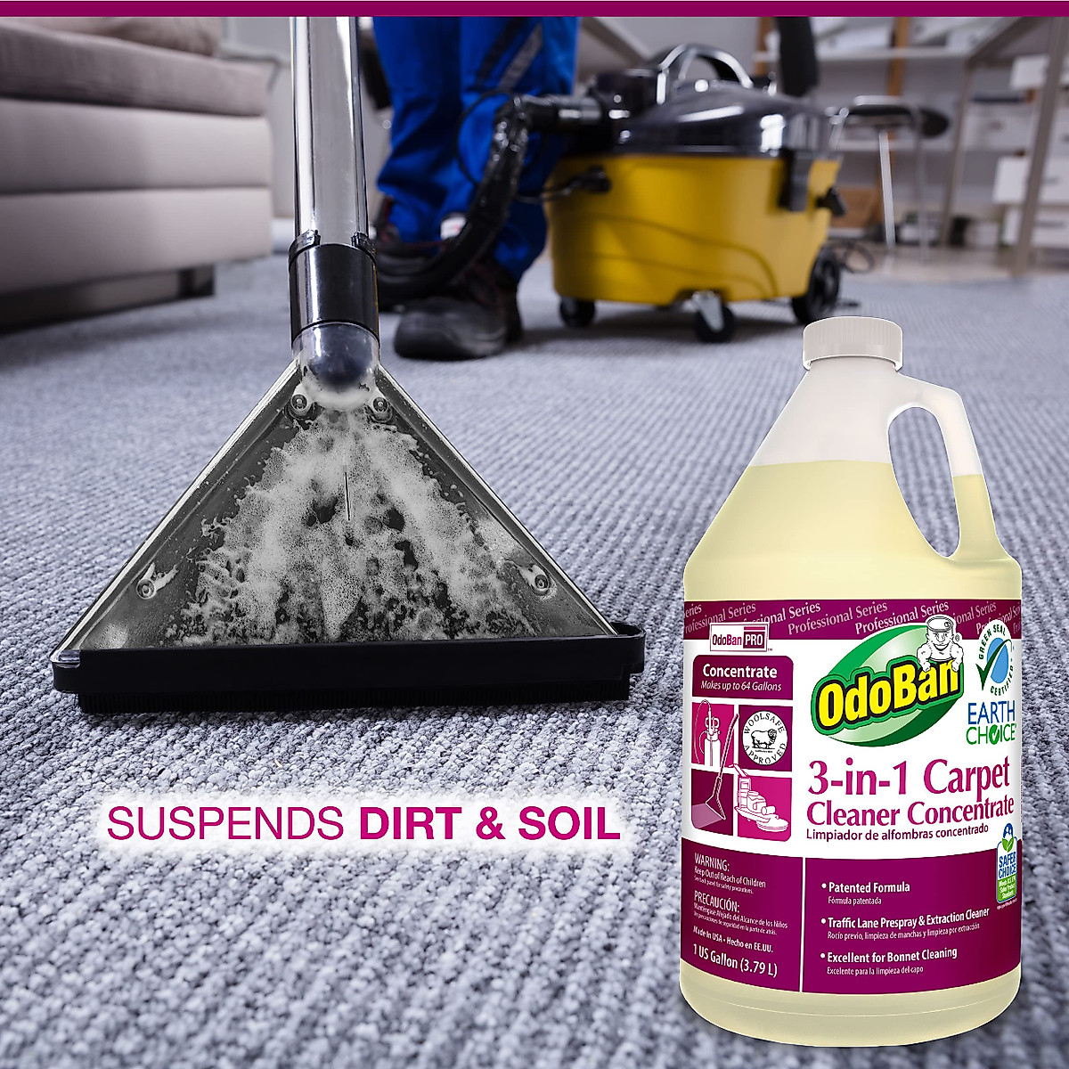 OdoBan Professional Series Cleaning 3-in-1 Carpet Cleaner Concentrate, Set of 2, 1 Gallon Each