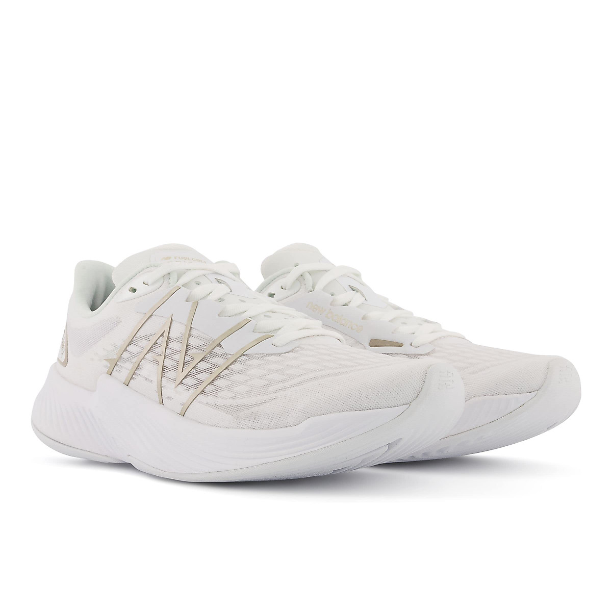 New Balance Women's FuelCell Prism V2 Running Shoe, White/Light Gold Metallic/White, 6 Wide