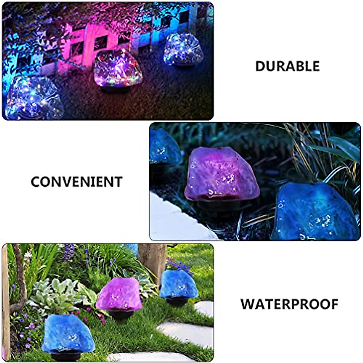 Hemoton LED Patio Lights Solar Lights LED Garden Ground Rock Lamp Outdoor Landscaping Decorative Spotlight for Lawn Patio Backyard Pathway (Purple) Outdoor Garden Lights