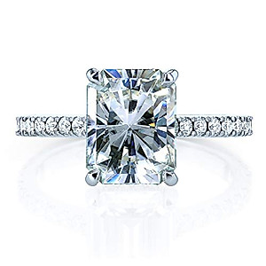 Kobelli Radiant-cut Moissanite Engagement Ring 3 1/10 CTW 14k White Gold, 8