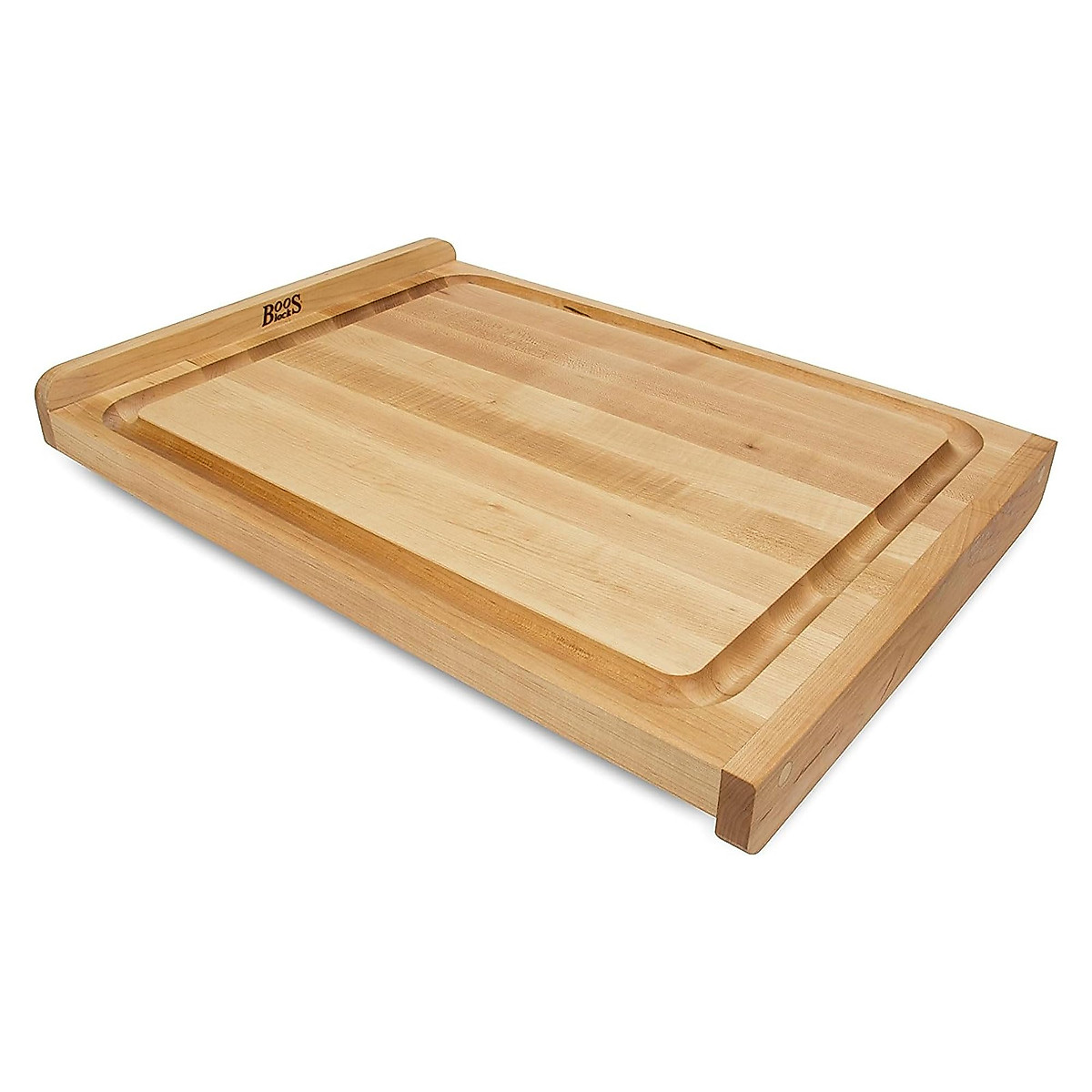 John Boos Block KNEB23 Maple Wood Countertop Reversible Edge Grain Cutting Board with Gravy Groove, 23.75 Inches x 17.25 Inches x 1.25 Inches