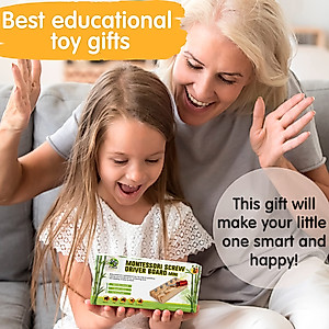 Panda Brothers Montessori Screwdriver Board Mini Set, Wooden Montessori Toys for 3 4 5 Year Old Kids and Toddlers, Learning Sensory Bin Toys Preschool Materials, Fine Motor Skills Toys