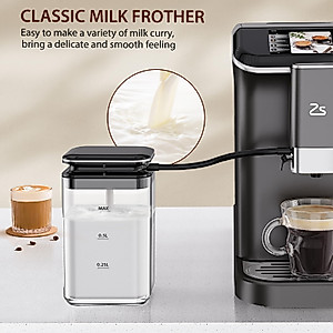 GarveeTech Fully Automatic Espresso Machine, Coffee Espresso Machine with Automatic Milk Frother for Latte, Cappuccino, Built-in Grinder, One-Touch Single/Double Shot for Espresso, 7 Coffee Varieties