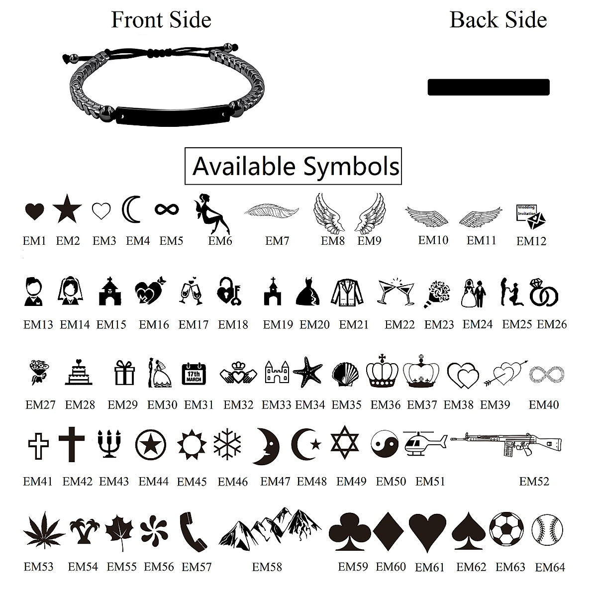 Natural Black Hematite Stone Beads Engraved Name ID Bracelet for Men Women Customized Kids Name Bracelet for Mom Dad Y1457