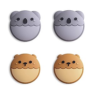 eXtremeRate PlayVital Brown Bear & Koala Cute Switch Thumb Grip Caps, Joystick Caps for Nintendo Switch Lite, Silicone Analog Cover Thumbstick Grips for Switch OLED Joycon