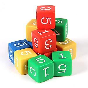 hand2mind Plastic 3/4-inch Color Number Dice (Set of 12)