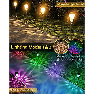 JACKYLED 8 Pack Solar Pathway Lights with Ripple Effect, 3 Modes, Solar Walkway Lights Outdoor Waterproof Garden Landscape Decorative Lighting Auto On/Off for Path Driveway Backyard Lawn