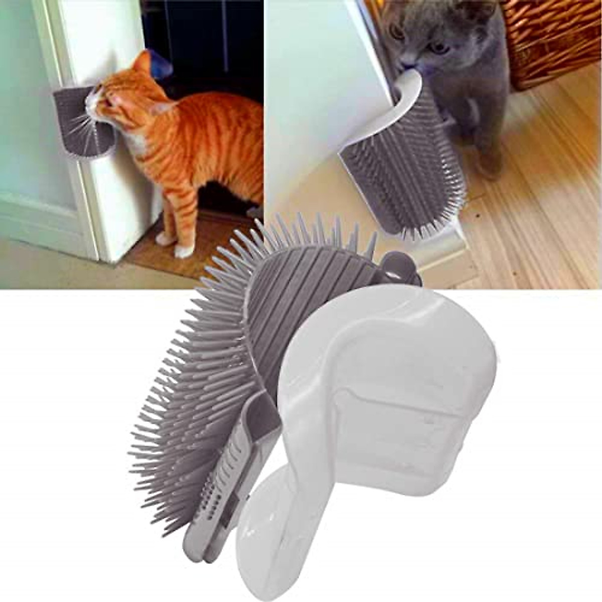 Cat Self Groomer with Catnip Pouch, 4 Pack Wall Corner Scratcher Groomers Soft Grooming Massage Combs for Short Long Fur Cats,Cat Brush Toy for Indoor Cats Kitten