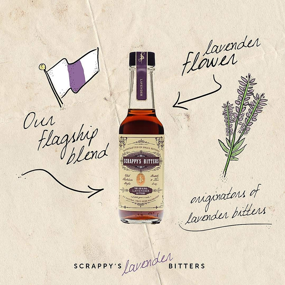 Scrappy's Bitters - Lavender, 5 oz - Organic Ingredients, Finest Herbs & Zests, No Extracts, Artificial Flavors, Chemicals or Dyes. Made in the USA! (Pack of 2)