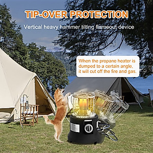 AKUSAKO Upgraded Propane Heater - Portable Tent Heater, Camping Gas Heater and Stove, Patio Heaters with Pressure Reducing Valve for Outdoor/Indoor Ice Fishing Hiking Hunting Survival Emergency,Black
