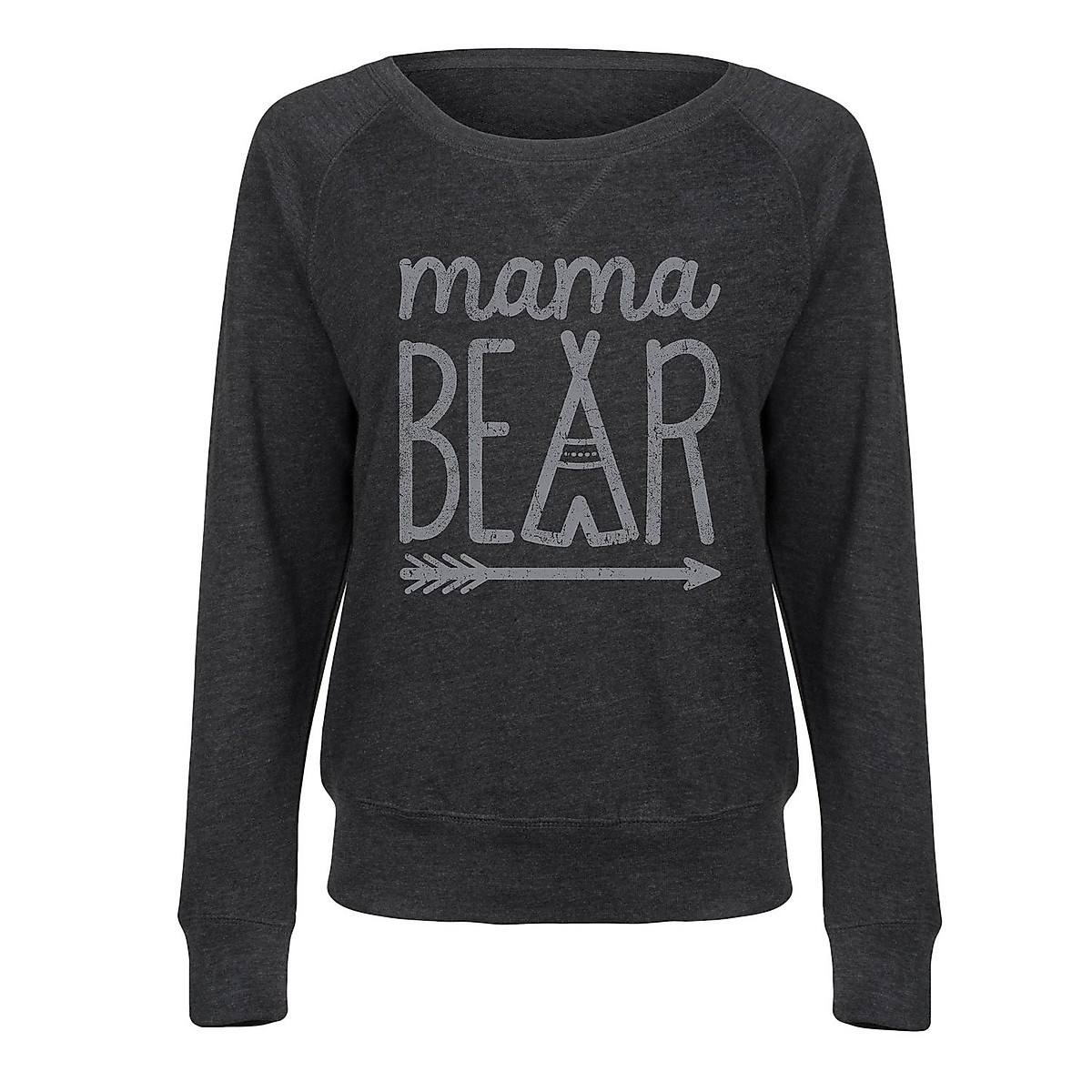 Instant Message - Mama Bear Charcoal-Ladies Lightweight French Terry Pullover - Size Medium