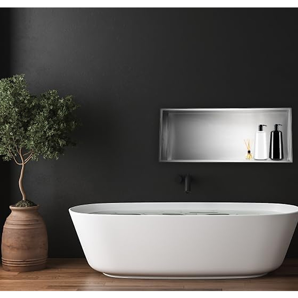 Supllueer Stainless Steel Shower Niche 24" X 12",No Tile Needed Recessed Shower Shelf,Recessed Niche Shower Niche for Bathroom Storage Over Mount Installation